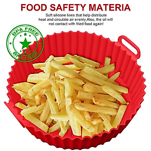 Air Fryer Silicone Pot, XIILSIE 2 Pcs Air Fryer Silicone Liners Food Safe Non Stick Air fryers Basket Oven Accessories, Reusable Replacement of Flammable Parchment Liner Paper Fits 3QT - 5QT Air Fryer