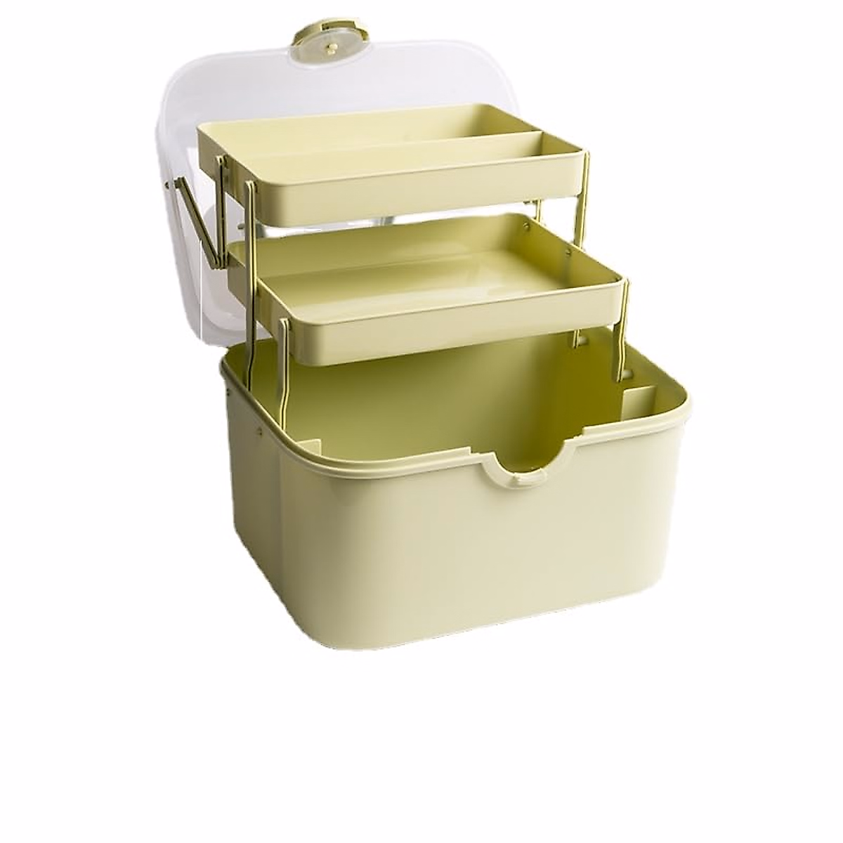 EDNEY 3-Layers Plastic Portable Storage Box,Household Plastic Craft Supply Box with Handle,Perfect for Home Office (Matcha Green Three Layer Transfer Box)