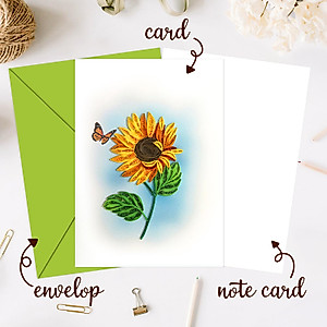 KingKraft Sunflower Quilling Card, Birthday Card for Women, Anniversary Card for Wife, Happy Birthday Card for Mom, Sister, Daughter, Friend, Handmade Teacher Thank You Card with Envelop