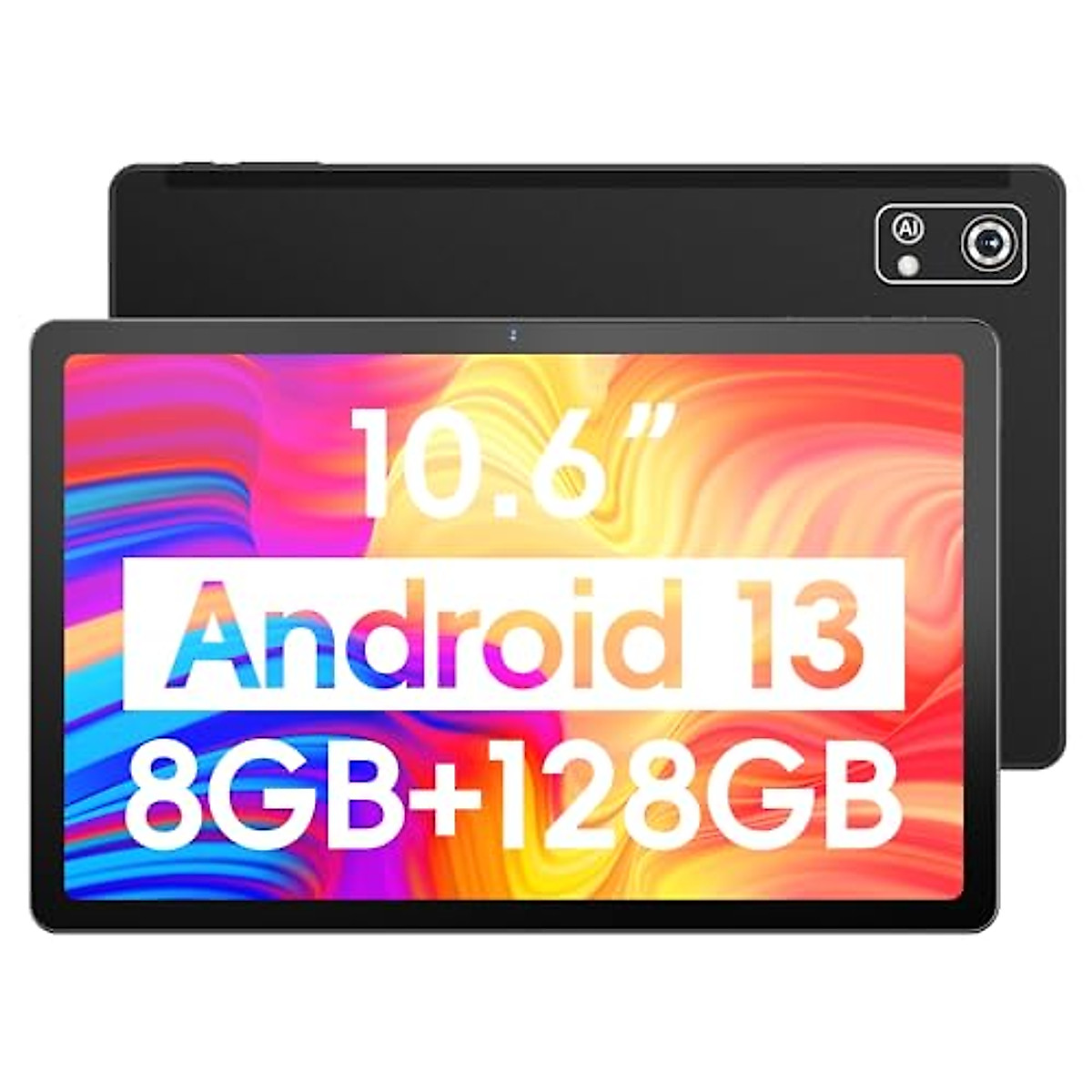 aigo 10.6 Inch Big Android Tablet 2K Tablet 8GB(4+4) + 128GB, Octa-Core Android 13 Gaming Tablet, 6000mAh Long Batterie, GPS, Dual WiFi - A16
