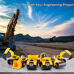 TEUVO Construction Take Apart Toys with Electric Drill, Building Excavator Toy STEM Trucks Vehicle Construction Vehicles for Kids, Educational Learning Gifts for Ages 3+ Boys & Girls