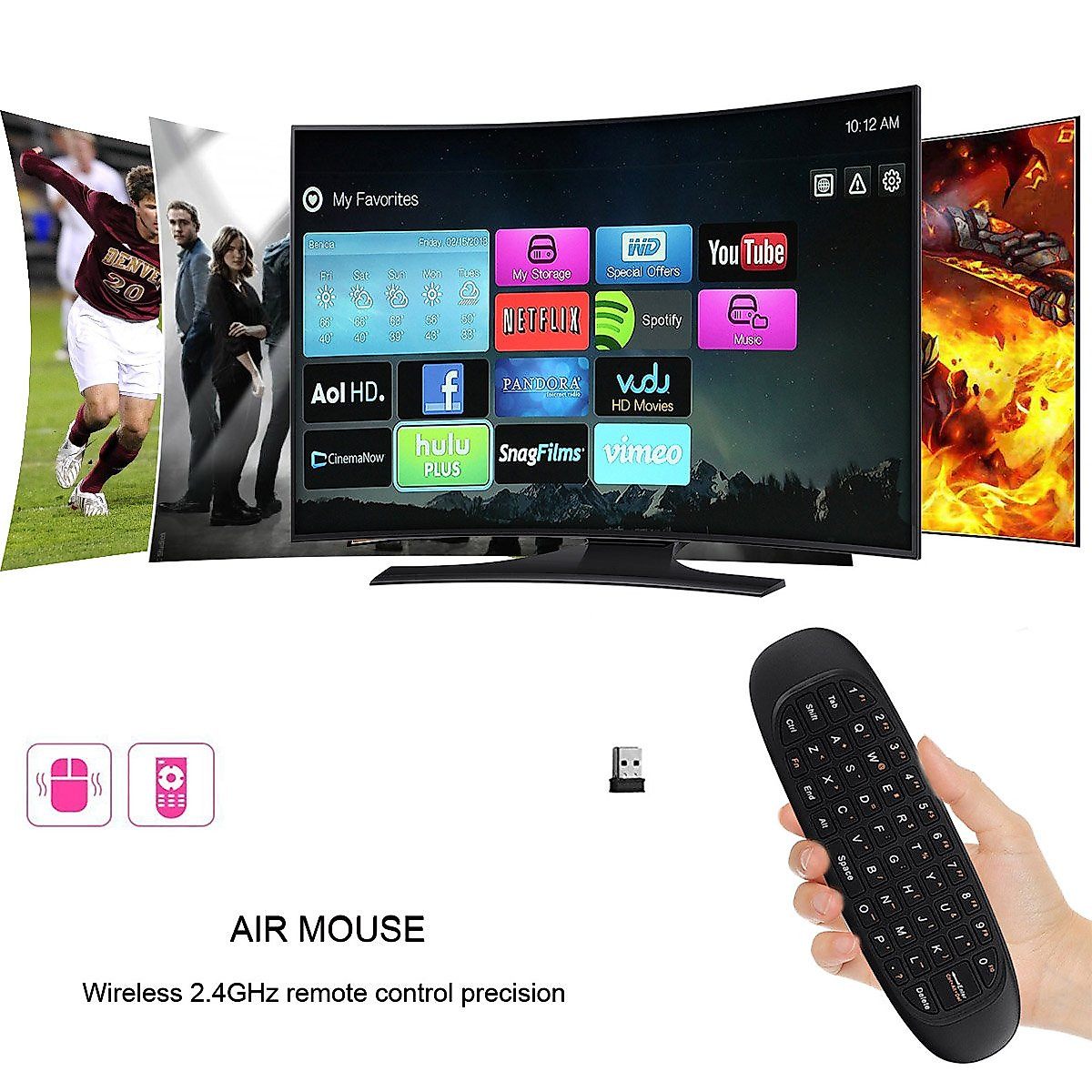 BIFANS Smart Remote Replacement, Fly Air Mouse Multifunctional Remote with Keyboard, Mini Wireless Keyboard & Remote Control for KODI Android Box HTPC IPTV PC Pad Xbox 360 (G64)