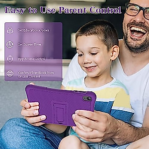 Kids Tablet 10 inch Android 12, Tablet PC with 32GB Storage, Parental Control, Educational, 10.1'' IPS HD Display, Dual Camera, 6000mAh, WiFi, with Silicone Kid-Proof Case, Gift for Girls (Purple)