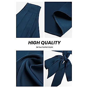 PRETTYGARDEN Women's 2023 Summer Ruched Bodycon Dress Sleeveless One Shoulder Wrap Satin Belted Cocktail Midi Dress(Dark Blue,X-Large)