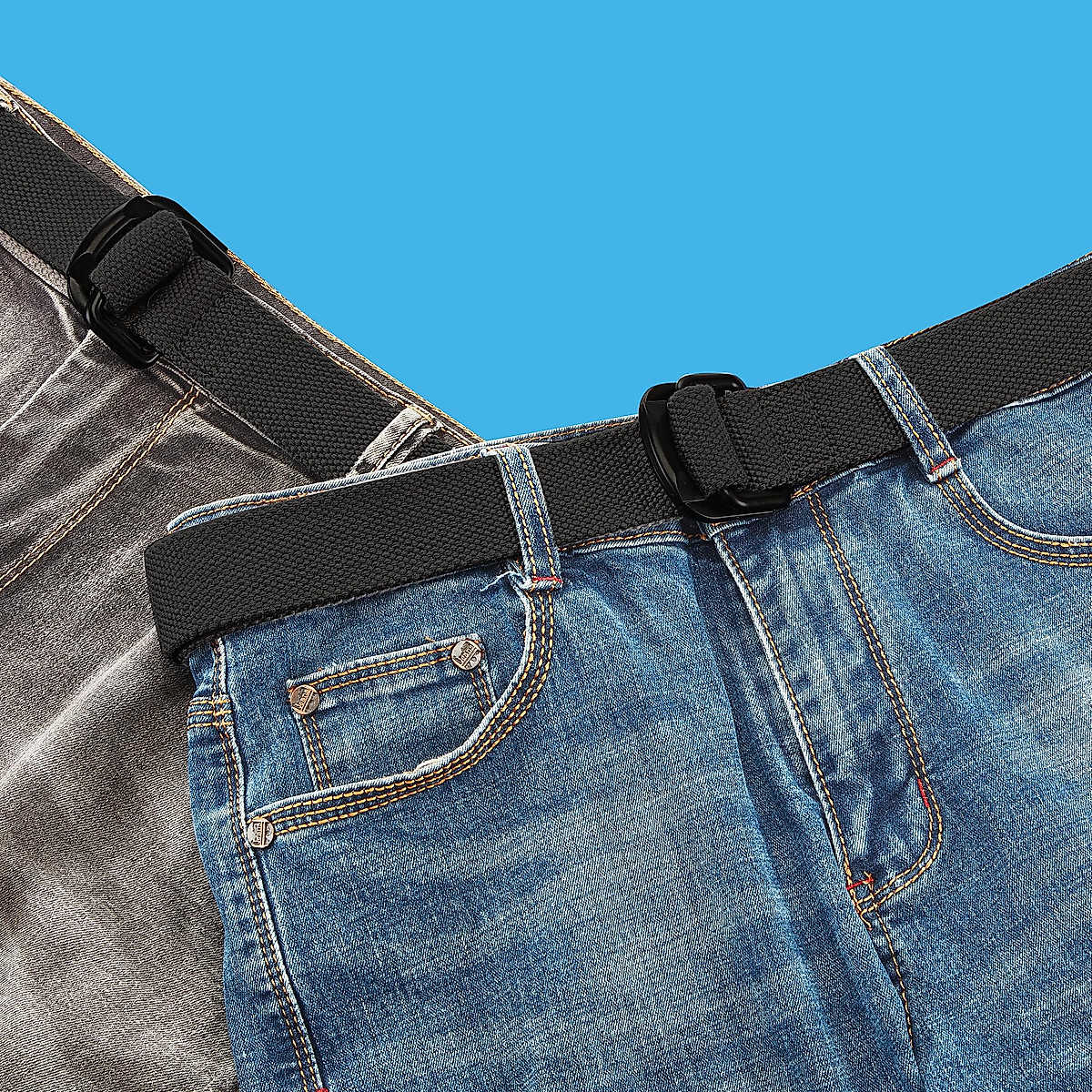 Bluecton Mens Belts Plus Size Canvas Belt Double D Ring Black Fabric Cloth Plus Size 55inch for Waist 43-46