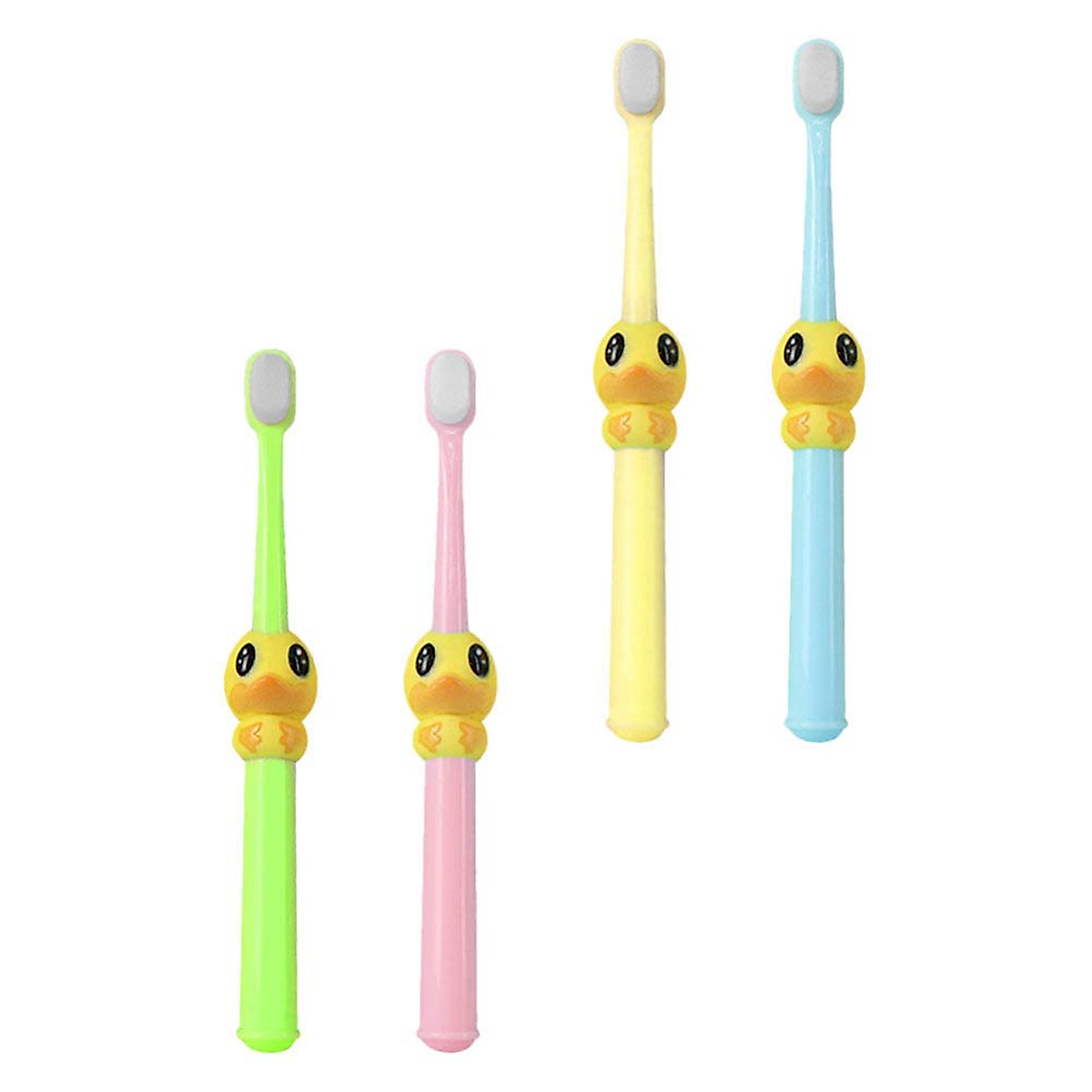 TOYANDONA 4pcs Extra Toothbrush with 10000 Bristles Cartoon Duck Micro Nano Manual Toothbrushes Sensitive Gums Toothbrushes Adult Kid Tooth Brush