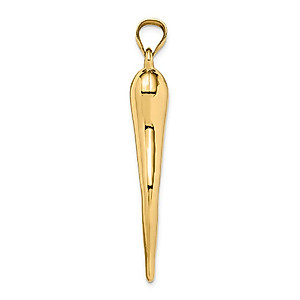14k Yellow Gold Cornicello Italian Horn Protection Pendant Charm