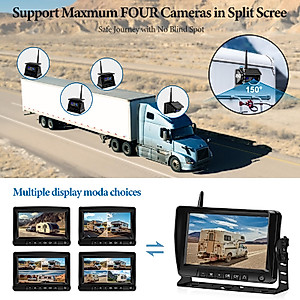 Magnetic Solar Wireless Backup Camera HD1080P 3 Min DIY Installation DVR 7" IPS with 2-Split Monitor Rechargeable Rear View Camera System for Hitching Gooseneck Horse Trailer Fifth Wheel Car RV Camper