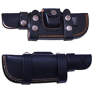 ADAM KNIVES Leather Tracker Knife Sheath For Belt, Horizontal Leather Sheath, Tooled Leather Sheath, Beautiful Knife Leather Cover 100% Real Leather (Tracker # 1 Black)