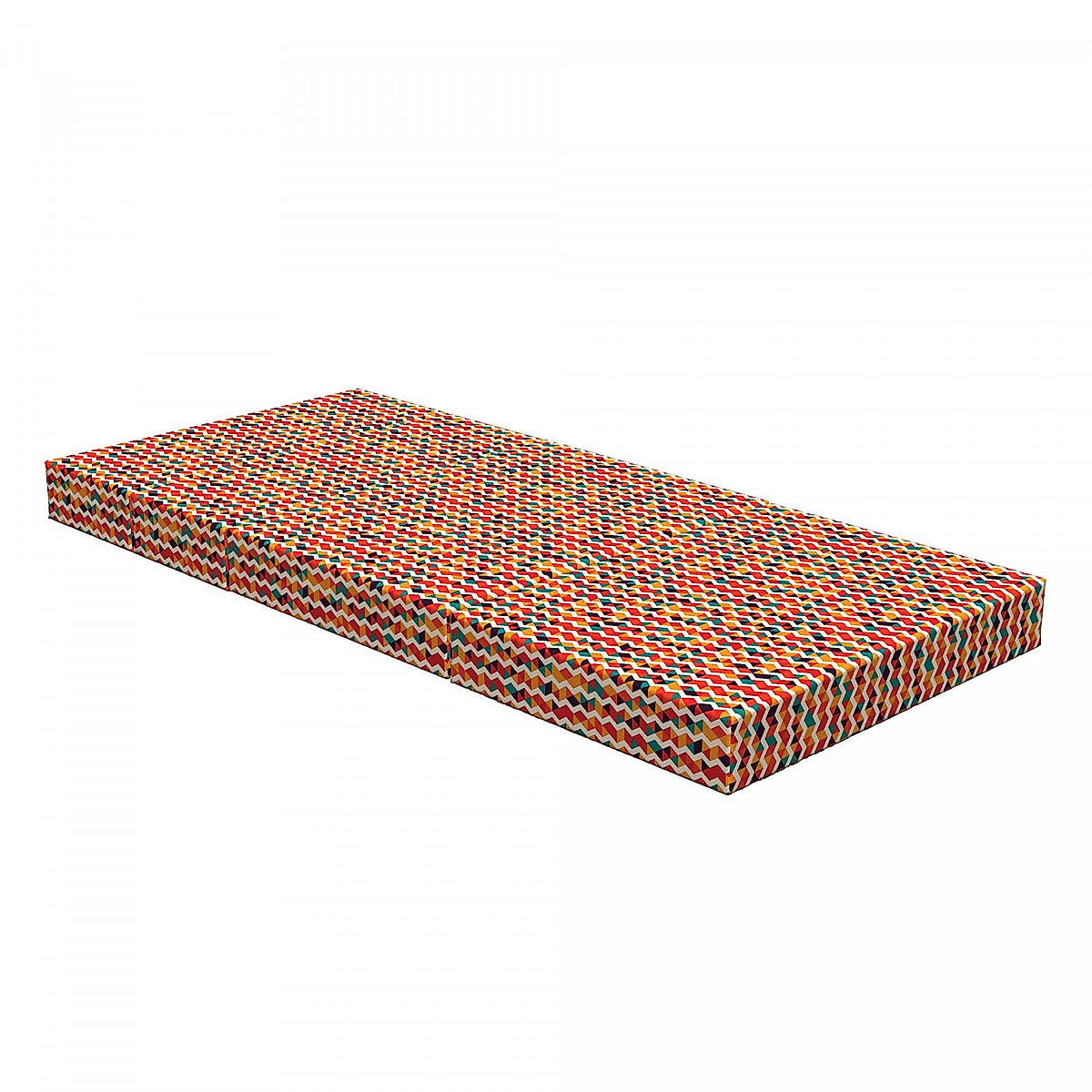 Ambesonne Geometric Foldable Mattress, Zig Zag Fractal Look, 74.8" x 35.4", Multicolor