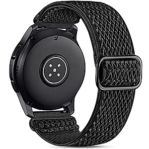 Easuny 22mm Watch Bands Compatible for Samsung Galaxy Watch 3 45mm Band/Galaxy Watch 46mm/Gear S3 Frontier, Stretchy Adjustable Elastic Nylon Woven Loop Wristband for Men Women, Black