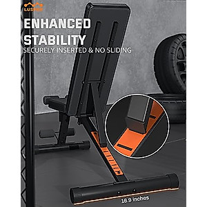 Lusper Adjustable Weight Bench Foldable - 600 Lb Stable Workout Bench, 5 Sec Fast Folding Multi-Purpose for Full Body Workout