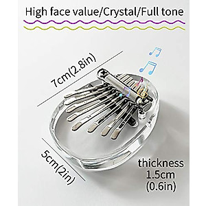 Mini Kalimba 8 Keys Crystal Thumb Piano Best Gift for Kids Adults and Beginners in Birthday Christmas and Other Occasions(Crystal oval)