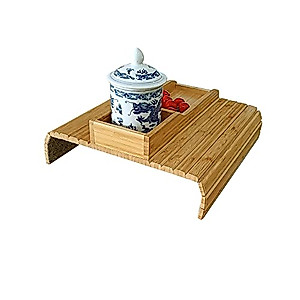 BAMJIUSHANG Couch Cup Holder Sofa Arm Tray Table Sofa Tables Couch Tray Couch arm Table for Couch armrest,Remote/Snacks/Cellphone Sofa Arm Cup Holder, (16.5" L x 13.4" W x 2.3" H, Natural)