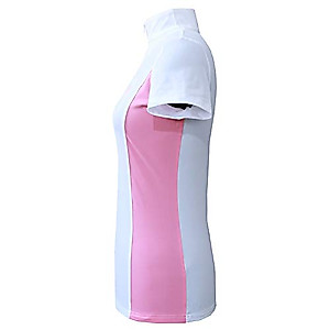 HR Farm Women's Quick Dry Short Sleeve Rider Sport Sun Shirt (White/Pink, Medium)