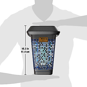 BLACK+DECKER Bug Zapper, Electric UV Insect Catcher & Killer for Flies, Mosquitoes, Gnats & Other Small to Large Flying Pests, 1 Acre Outdoor Coverage for Home, Deck, Garden, Patio, Camping & More