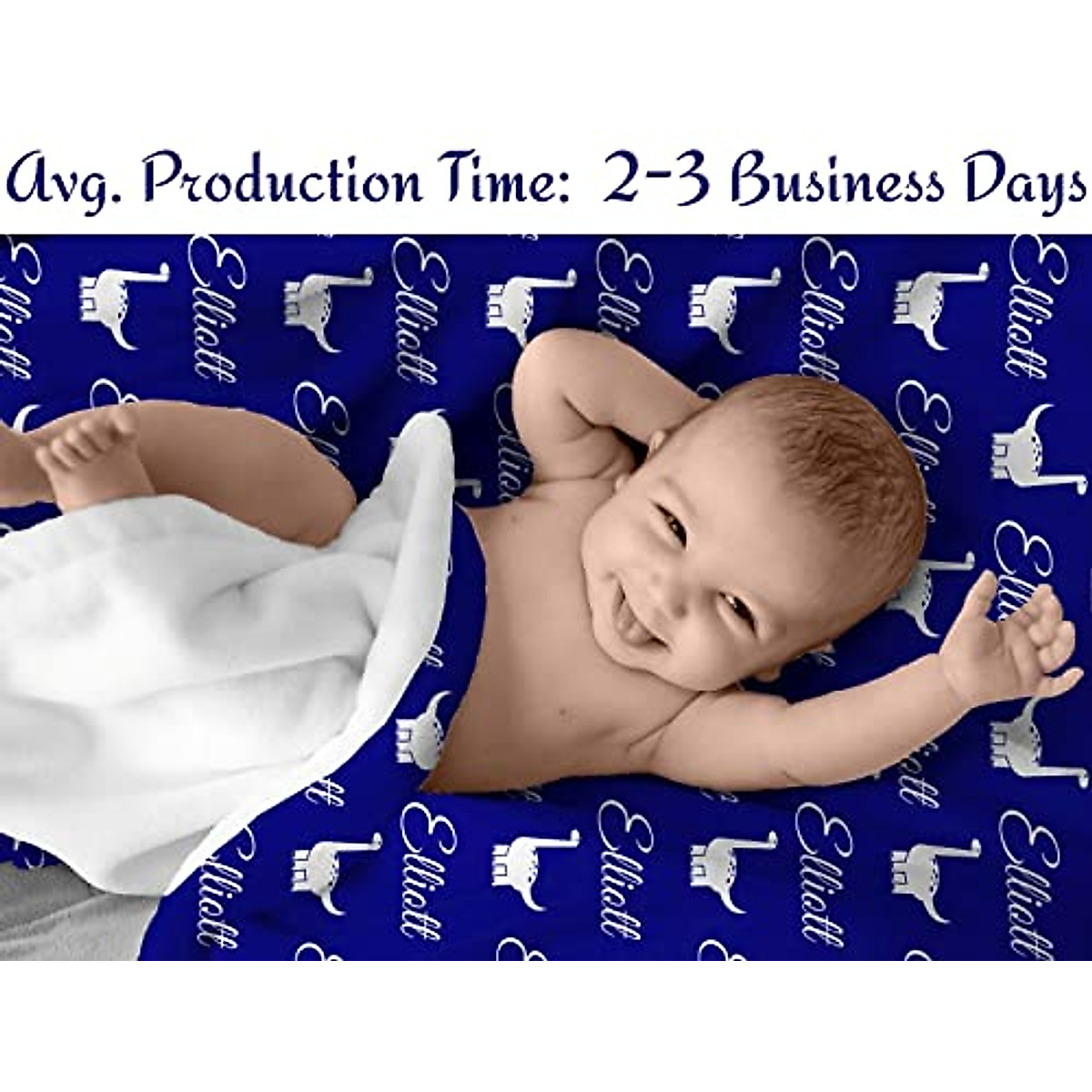 Happy Vibes Mall Personalized Baby Blankets for Girls and Boys with Name and Custom Icon - Personalized Baby Gifts for Infants, Toddlers, Minky Baby Blankets for Kids