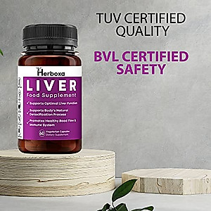 Herboxa Liver Complex for a Healthy Liver - Natural Liver Detox Supplement Supporting Liver Health - Artichoke Capsules in High Doses for Optimized Liver Functions - 60 Vegan Milk Thistle Capsules