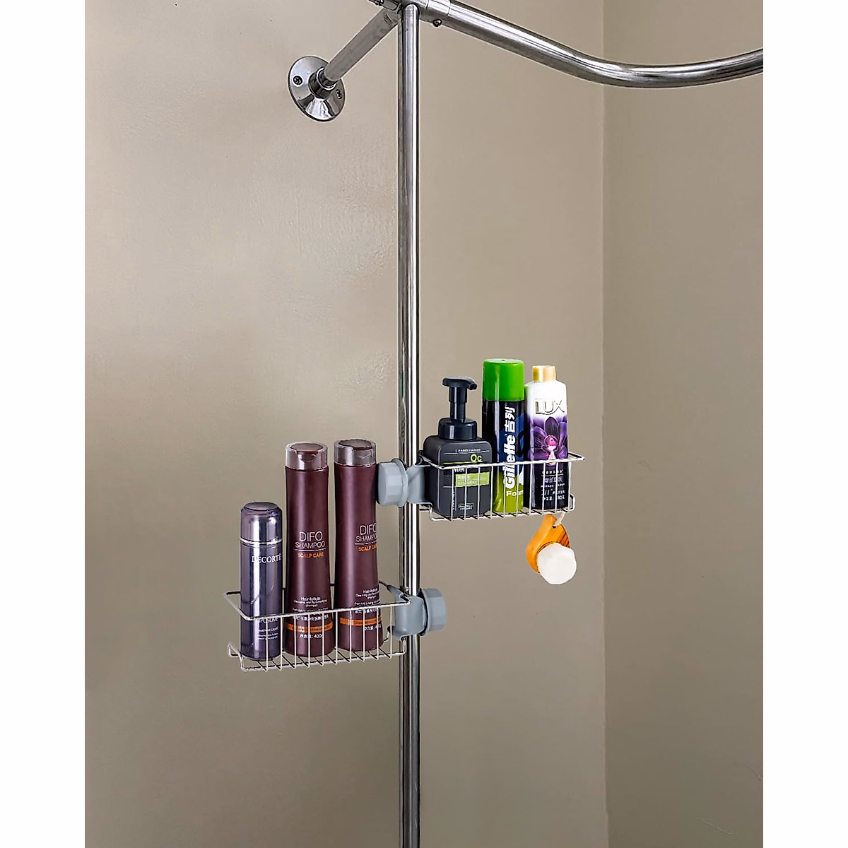 YQh Shower Bar Storage Rack, Bathtub Shower Rack (Shower Rod Not Included), Clawfoot Bathtub Accessories, 304 Stainless Steel Soap Rack, Bathroom Bathtub Shampoo Rack, Shower Trolley Organizer