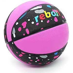 REBOILPHASE Pink Basketball Size 4 Basketball Gift, Kids Basketball, Youth Basketballs, Rubber Basketball -Pink/Multi-Splatter