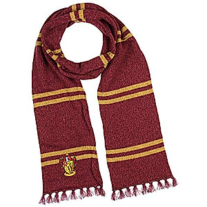 Harry Potter Hogwarts Houses Knit Gryffindor Scarf & Pom Beanie Set (Gyffindor)