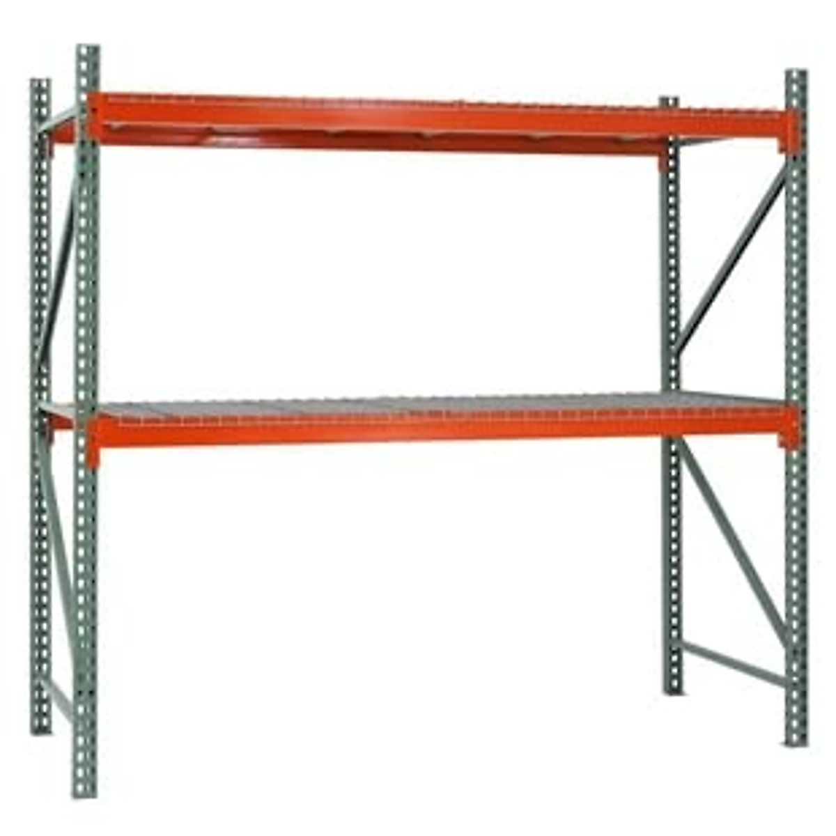 Shelving Inc. 48" d x 144" w x 120" h - 2-Tier Teardrop Pallet Rack Starter Unit - 6" h Beams, Weight Capacity 7160lbs Per Beam Level
