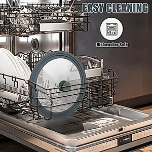 Universal Lid for Pots, Pans, and Skillets - Silicone Replacement Pan Lid Fits 10", 11", 12" Cookware - Tempered Glass Pot Lid Cover for Frying Pans, Cast Iron, CrockPot