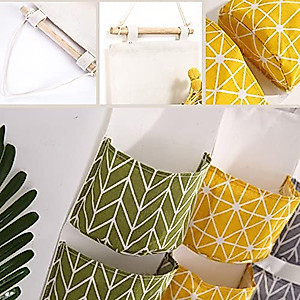 LANNEAS Wall Hanging Storage Bag with 3 Pockets,Over The Door Organizer Waterproof Linen,Sturdy Hanging Storage Pouches 3packs