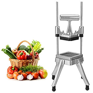 WICHEMI Commercial Vegetable Chopper Dicer Commercial Onion Dicer Cutter Stainless Steel Vegetable Fruit Chopper French Fry Cutter Heavy Duty Food Dicer Chopper for Potatoes Peppers Mushrooms (3/8")
