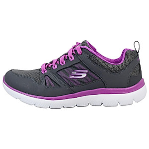 Skechers Women's Summits - New World Sneaker, Charcoal/Purple, 8 W US