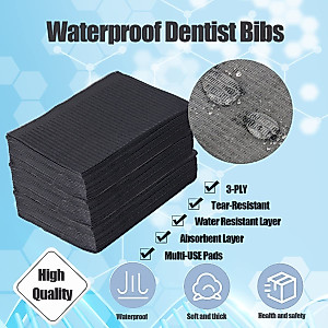 125 Pcs Dental Bibs Disposable for Patient, 13"x18", 3 Ply Waterproof Piercing Tattoo Paper Napkin Tissue Bib for Dental Clinic, Tattoo Station and Salon…