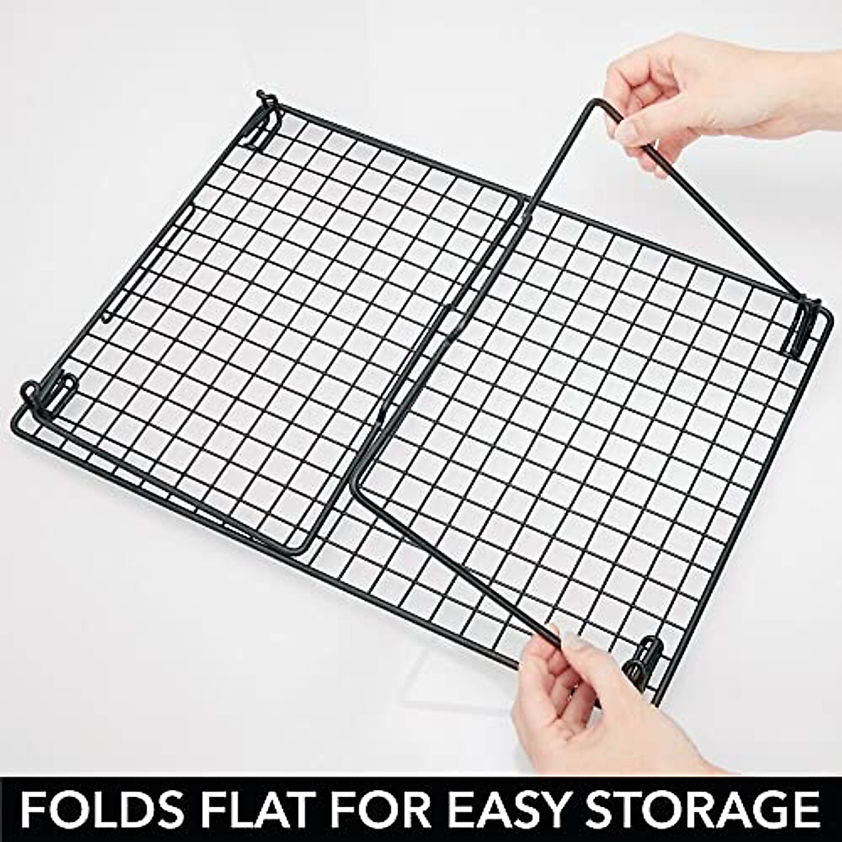 mDesign Metal Stackable Storage Shelf - Closet, Cabinet, Countertop 2-Tier Raised Organizer - for Bedrooms, Bathrooms, Entryways, Hallways - 17" x 12" x 8", 4 Pack - Black