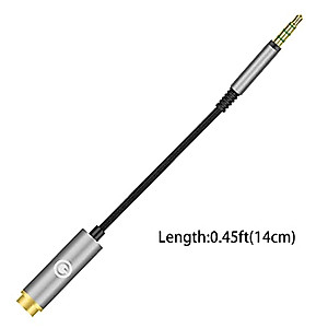 GEEKRIA Apollo 3.5mm Balanced Male to 4.4mm Balanced Female Adapter Cord / 5 Cores Conversion Audio Cable, Aluminum Alloy Casing, PP Yarn-Braided Upgrade Cable (Black, 0.45ft)