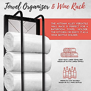 Autumn Alley Decorative Modern Farmhouse Bathroom Towel Rack Holder, Wall Mount – Rustic Bathroom Accessories – Black and White Farmhouse Bathroom Decor – Striking Shiplap Design