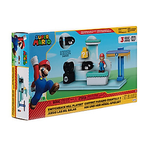 Super Mario Nintendo 2.5" Action Figure Switchback Hill Playset with 3 Interactive Interchangeable Pieces