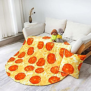 Bnuitland 72 Inch Pizza Funny Blanket with Pillow Cover (18×18"), 300 GSM Double Sided Giant Novelty Tortilla Realistic Food Blanket for Your Family, Adults and Kids