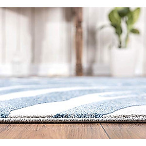 Abani Nova Collection Modern Blue & Grey Zebra Print 7'9" Xx 10'2" Area Rug Rugs Contemporary Style Animal Pattern Rug