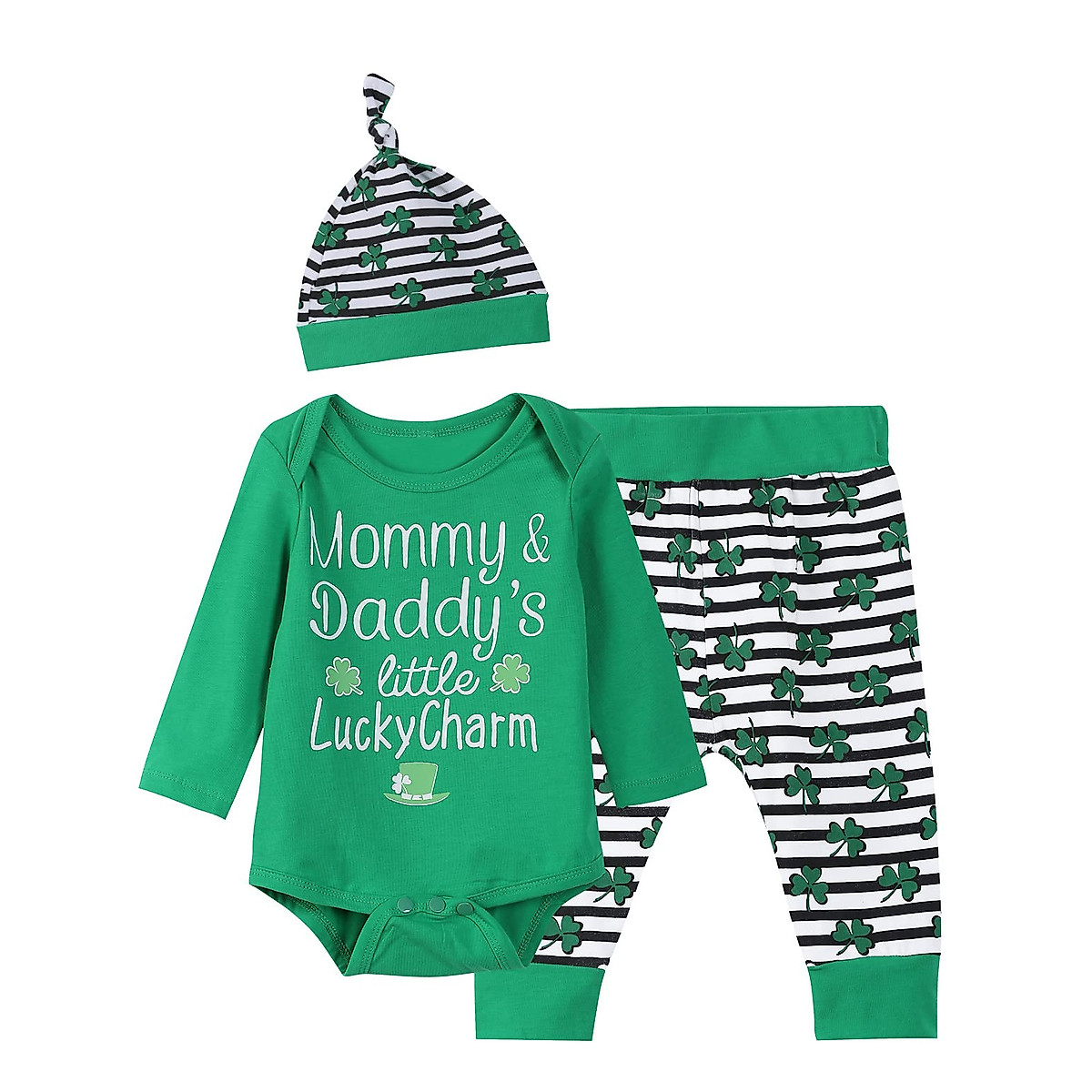 Baby Boys Girls Outfit Set St Patrick's Day Long Sleeve Clothes Bodysuit (Green, 3-6 Months)