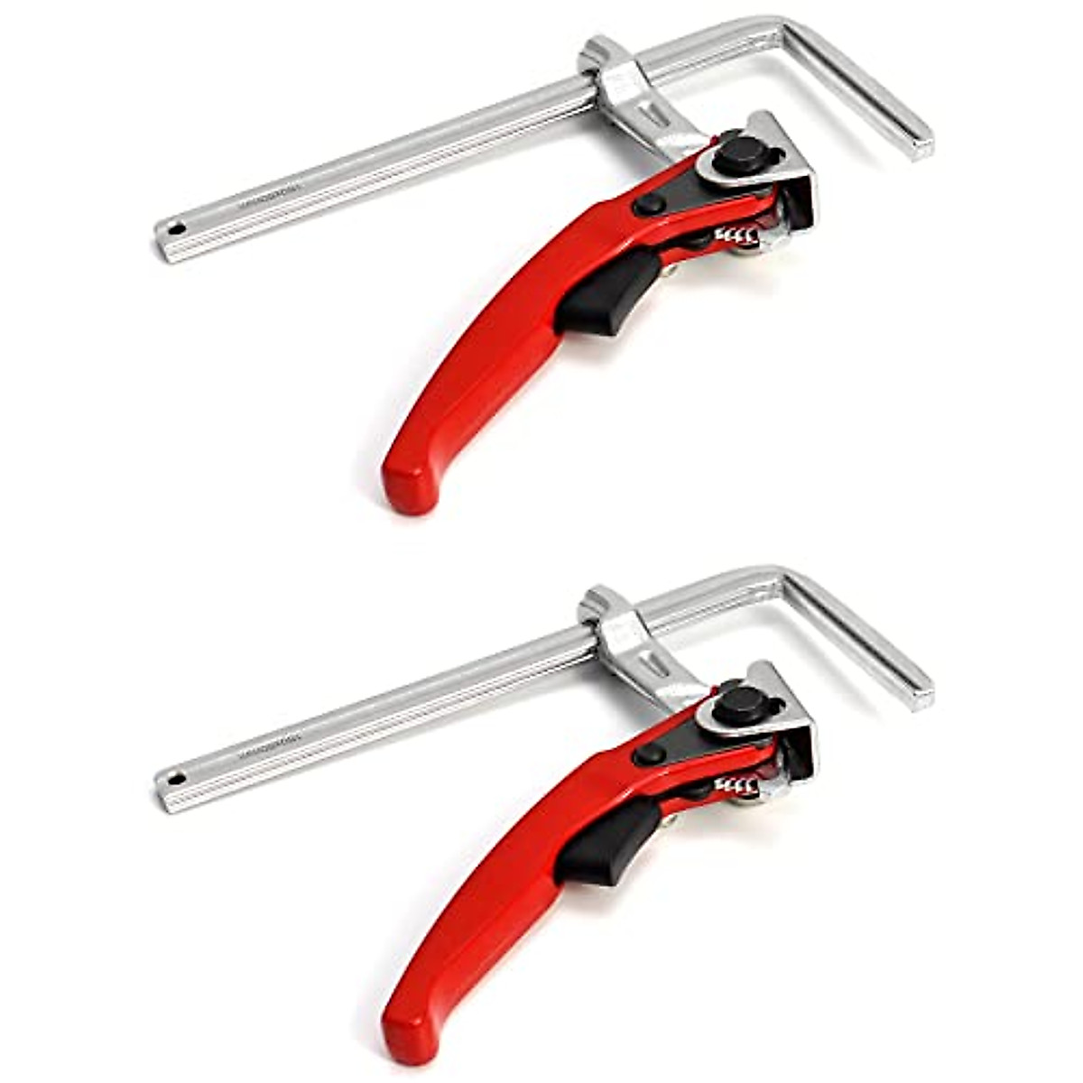 QWORK Ratcheting Table Clamp, 2 Pack Quick Release Bar Clamp with 6-5/16" Capacity and 2-5/16" Throat Depth for Sanding, Cutting