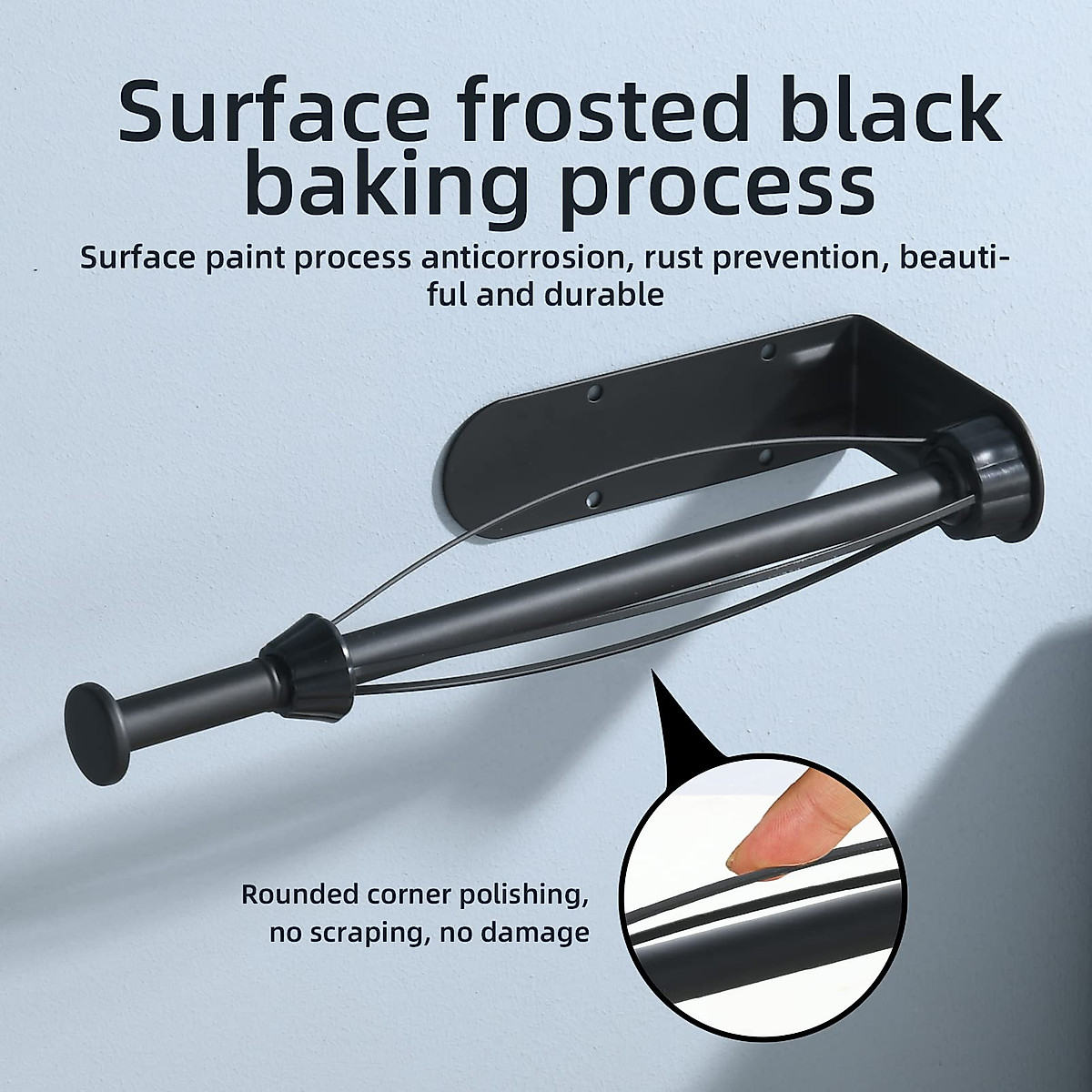 Paper Towel Holders,Single Hand Operable Under Cabinet Paper Towel Holder,Ratchet System,Self-Adhesive or Drilled,304 Stainless Steel Wall Mount Towel Paper Holder for Kitchen,Sink,Bathroom (Black)