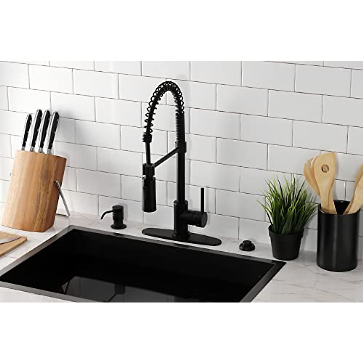 Kingston Brass LS8770DL Concord Pre-Rinse Kitchen Faucet, Matte Black