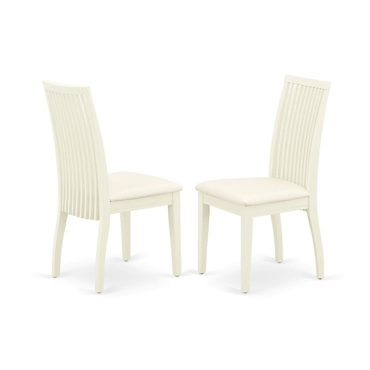 East West Furniture SHIP5-WHI-C 5 Piece Dining Room Furniture Set Includes a Round Kitchen Table with Pedestal and 4 Linen Fabric Upholstered Dining Chairs, 42x42 Inch, Linen White