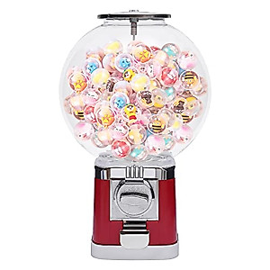 Fetcoi Red Vending Machines, Bubble Gumball Bank Candy Gumball Machine for 1.26" Bubble Gum Ball Candy, Gumball Candy Dispenser for Kids Game Retail Stores - for $1 Coins