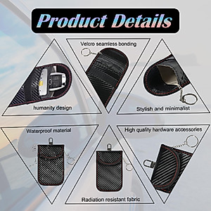 gunhunt 2 Pack Keychain Protector, Car Signal Shielding Keychain Protector, Anti-Theft Pouch, Universal Anti-Hacking Case Blocker (Carbon Fiber Black #Square)