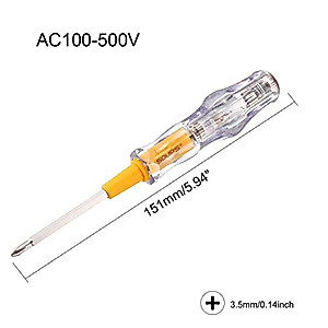 uxcell Voltage Tester AC 100-500V with 3.5mm Slotted Phillips Screwdriver for Circuit Test, Clear and Orange, Pack of 2
