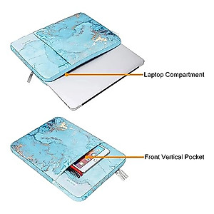 MOSISO Laptop Sleeve Compatible with MacBook Air/Pro, 13-13.3 inch Notebook, Compatible with MacBook Pro 14 inch 2023-2021 A2779 M2 A2442 M1, Polyester Vertical Watercolor Marble Bag, Turquoise