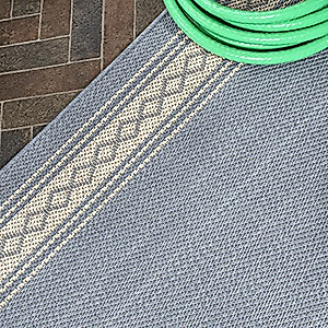 JONATHAN Y SMB207C-3 Lucia Classic Diamond Border Indoor Outdoor Area-Rug, Farmhouse, Traditional, Solid Easy-Cleaning,Bedroom,Kitchen,Backyard,Patio,Non Shedding, Blue/Cream, 3 X 5