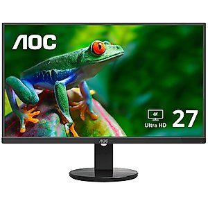 AOC U2790VQ 27" 4K 3840x2160 UHD Frameless Monitor, IPS, 5ms, 1 Billion+ Colors, 108% sRGB, VESA, Black