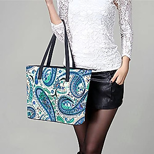 Womens Handbag Paisley Pattern Leather Tote Bag Top Handle Satchel Bags For Lady
