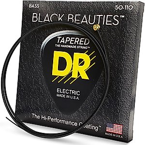 DR Strings Bass Guitar Strings, Black Beauties - Black Coated, 50-110 (BKBT-50)